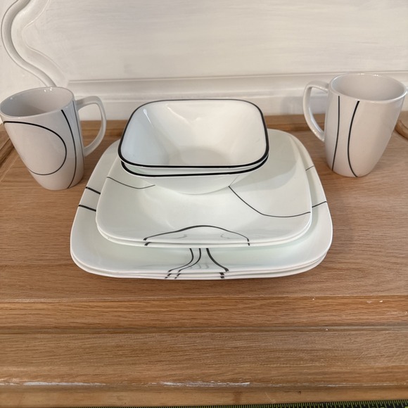 Corelle | Dining | Corelle Simple Lines Square 9 Piece Dinnerware Set ...